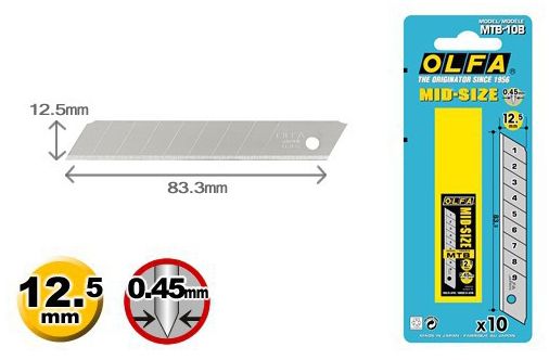 Rezervni nožić za skalpel - 10 kom/pak - 12,5 mm - MTB-10B - Olfa
