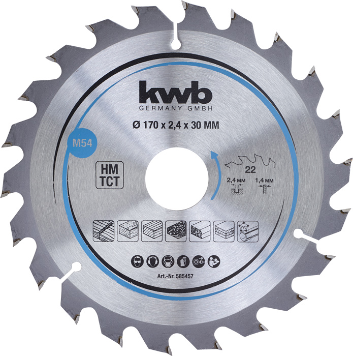 KWB 49585457 TCT list za cirkular za drvo 170 x 30 mm, 22T