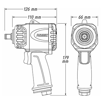 Hazet mini Twin Turbo pneumatski pištolj 1/2" 1600 Nm vrlo kratak 9012MTT