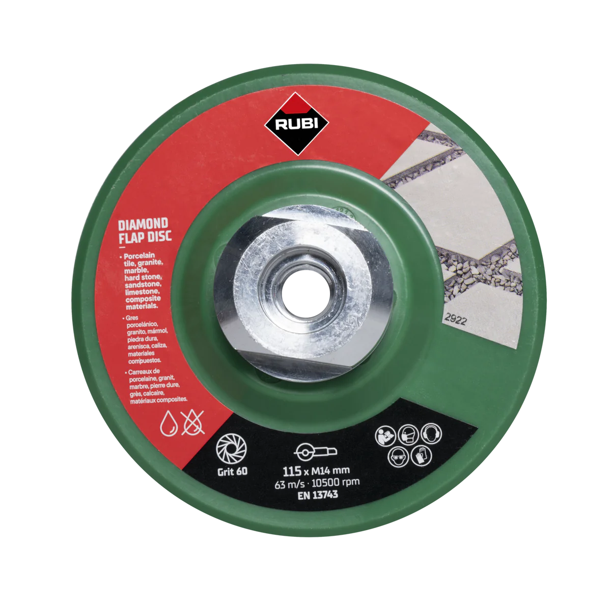 RUBI dijamantski flap brusni disk, granulacija 60, 115mm, M14 (32921)