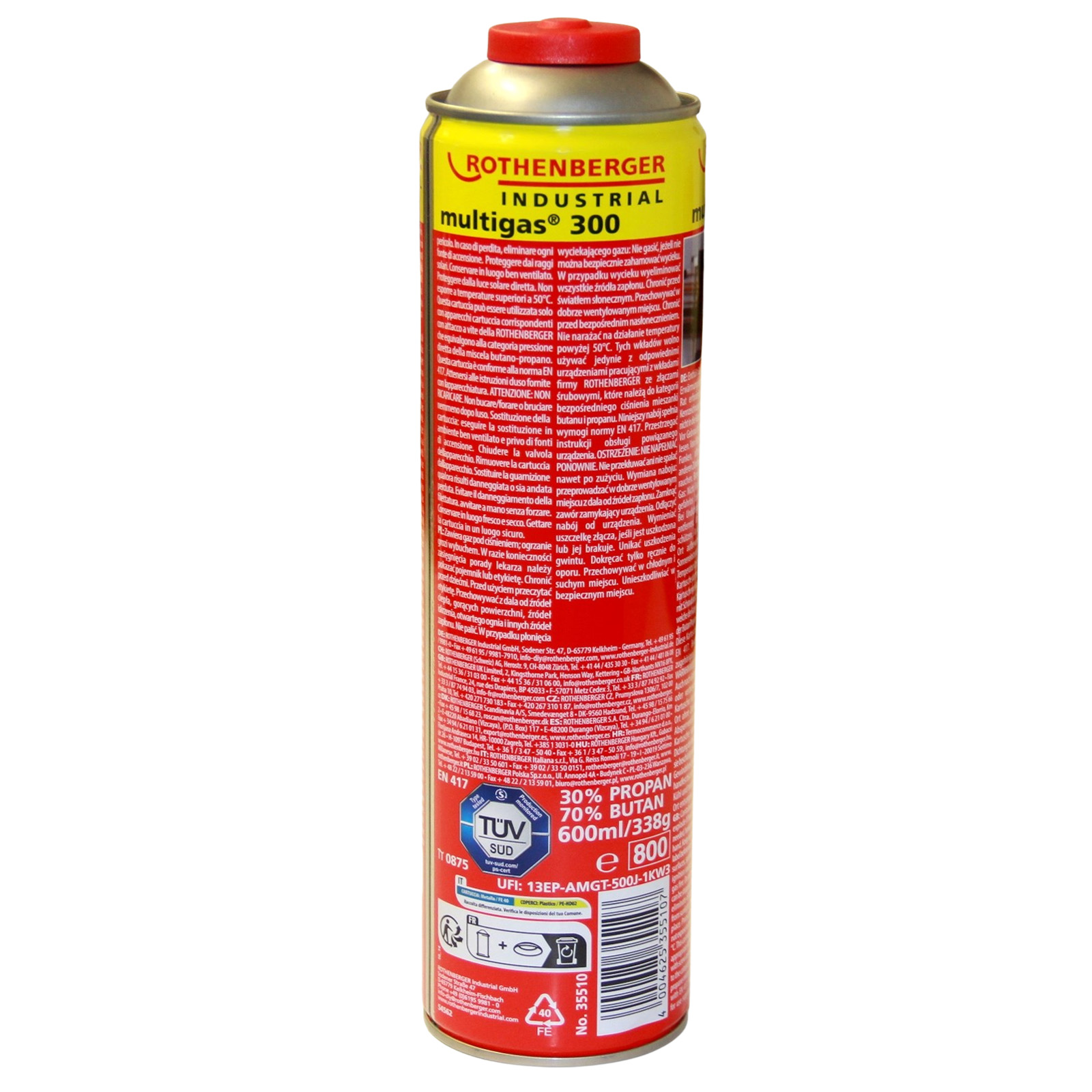 .Gas za boce za jednokratnu upotrebu, Multigas 300. 600ml, Rothenberger