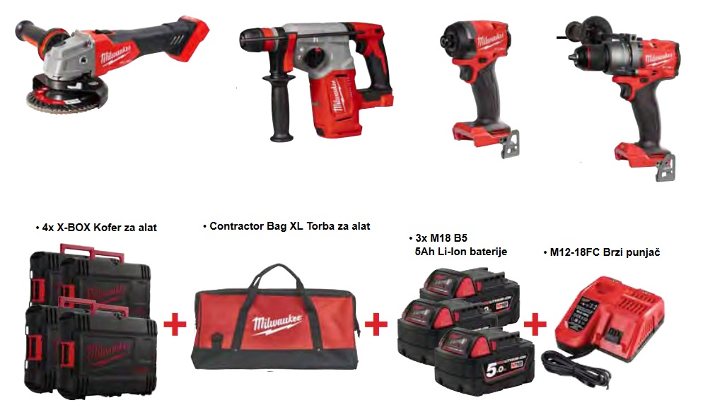 Milwaukee AKU SET M18 FPP4N-503B bušilica-odvijač + odvijač udarni ...